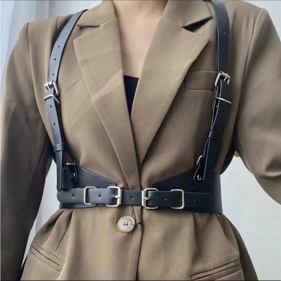 Boutiquee | Accessories | Leather Harness Body Adjustable Office Belt ...
